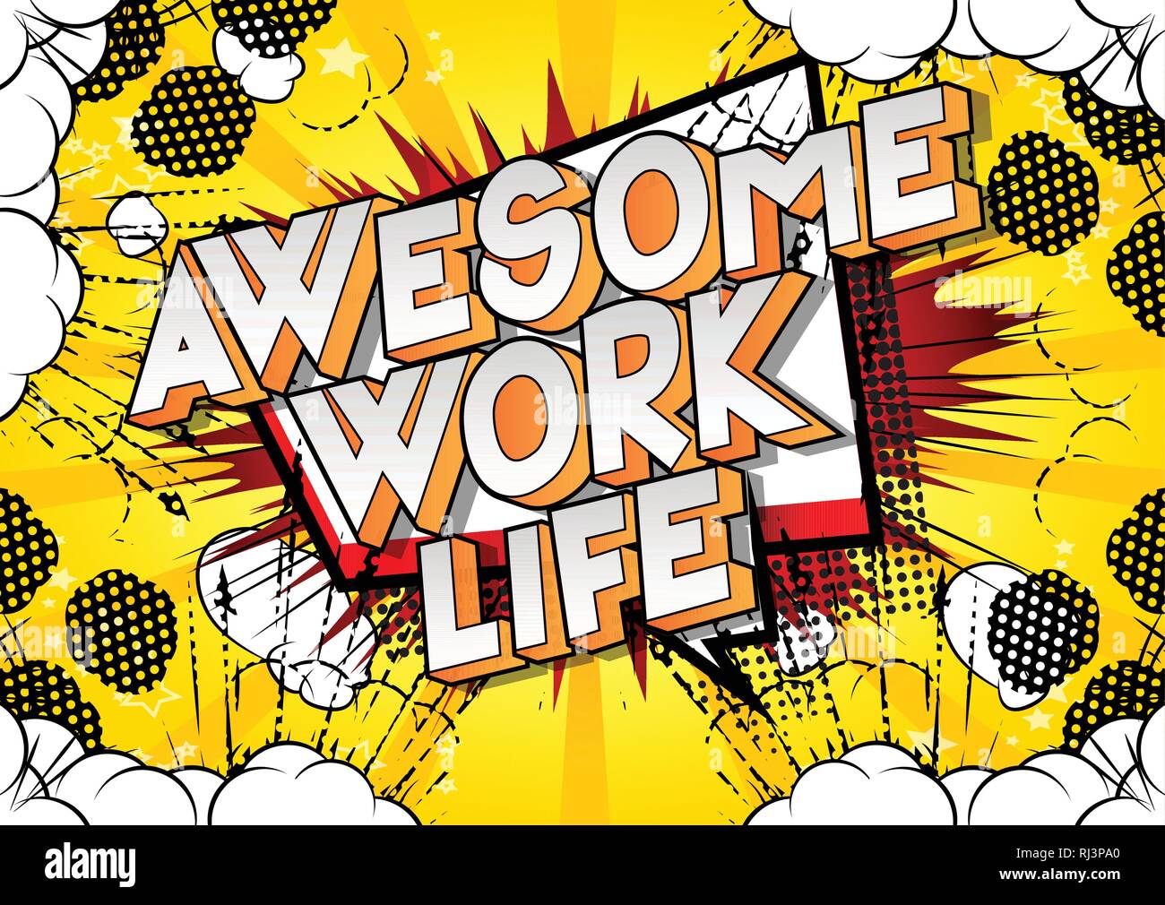 Awesome Work life - Vector illustrated comic book style phrase on ...