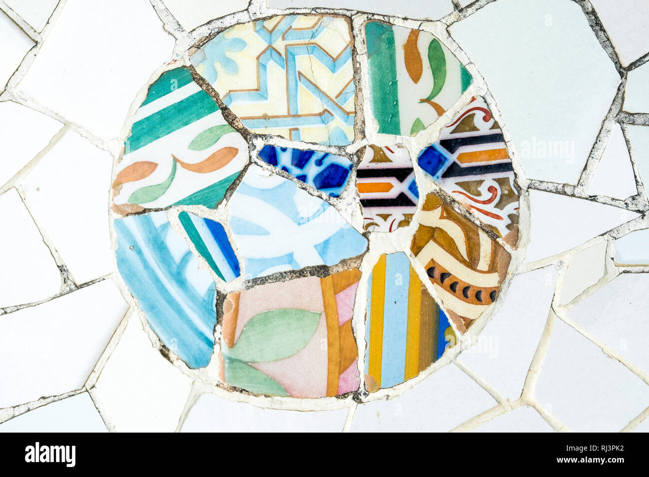 Park Guell. Garden complex with architectural elements situated on the ...