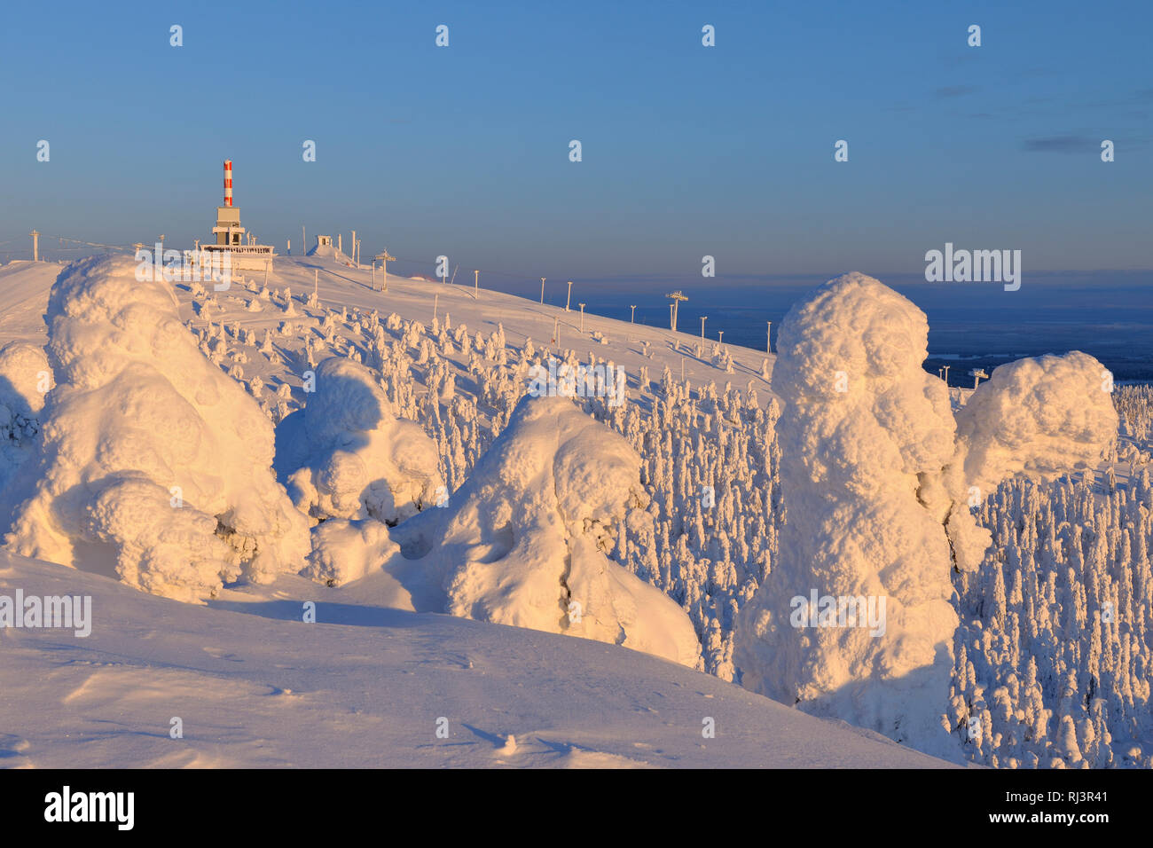 Snow covered mountain peak, Winter, Rukatunturi, Ruka, Kuusamo ...