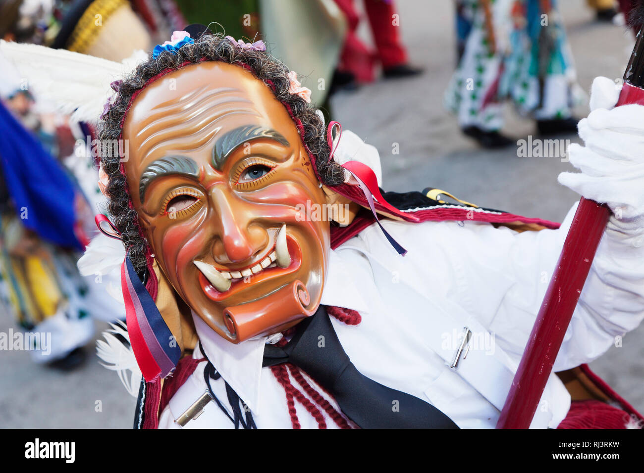 Die Figur des Federahannes, Narrensprung in Rottweil, Rottweiler Fasnet ...