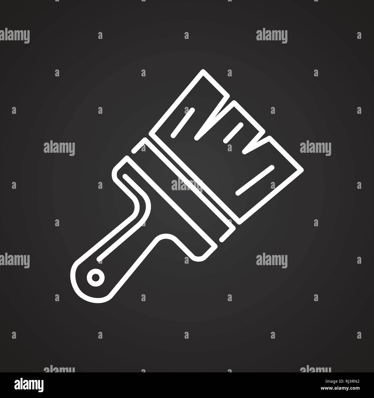 Brush line icon on black background for graphic and web design, Modern ...