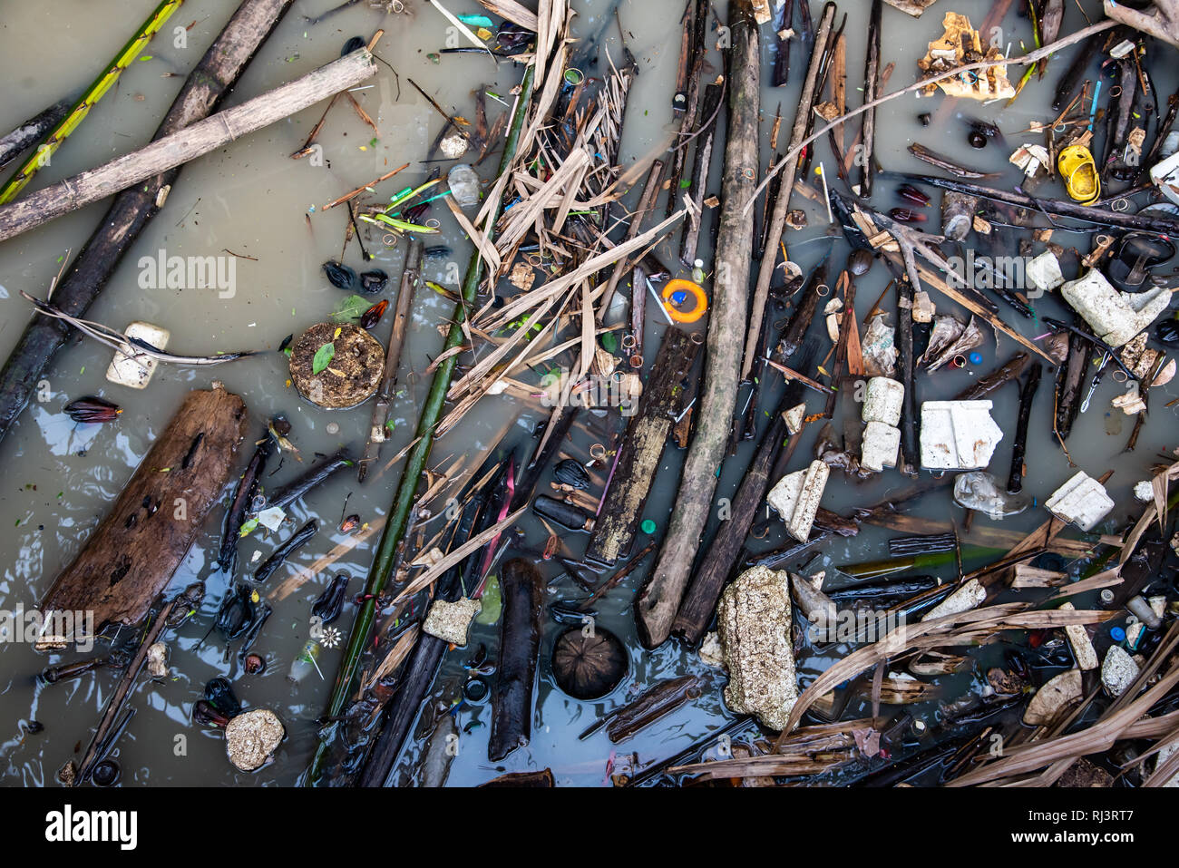 Garbage in the river is destroy the environment. World Environment Day ...