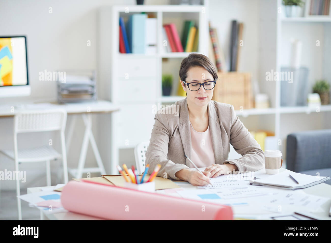 Woman Creating Designs Stock Photo - Alamy