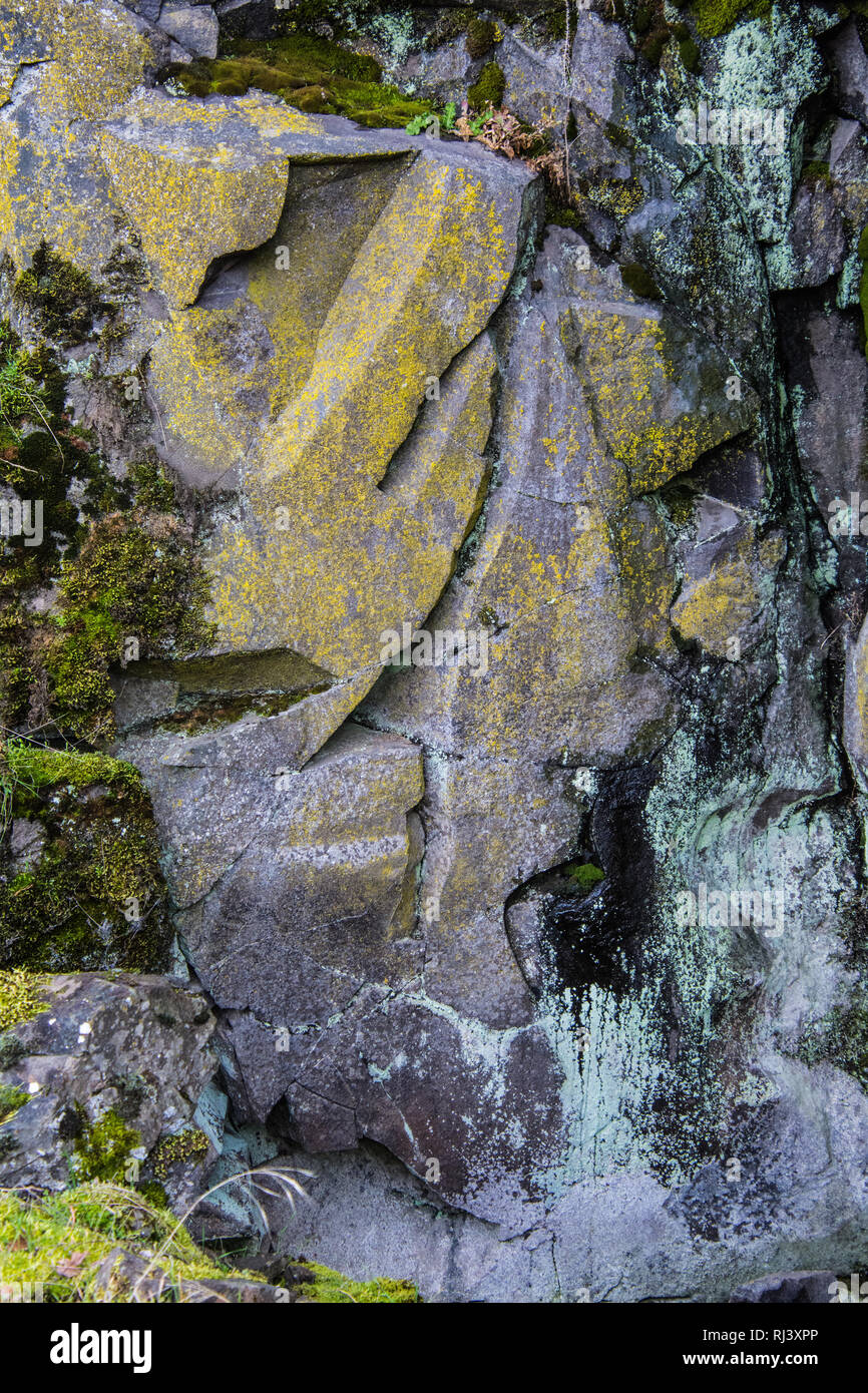 Close-up photo of Basalt rock wall Stock Photo - Alamy