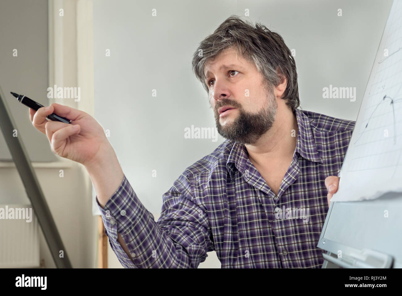 Business consultant background. Lecturer, teacher, professor explaining ...