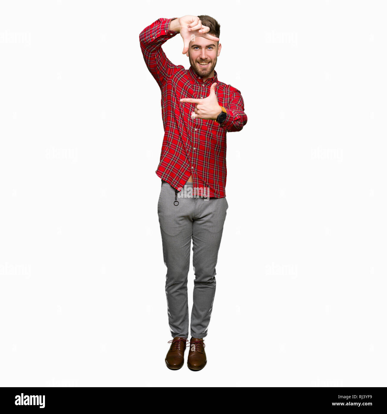 Young hispanic man hands making Cut Out Stock Images & Pictures - Alamy