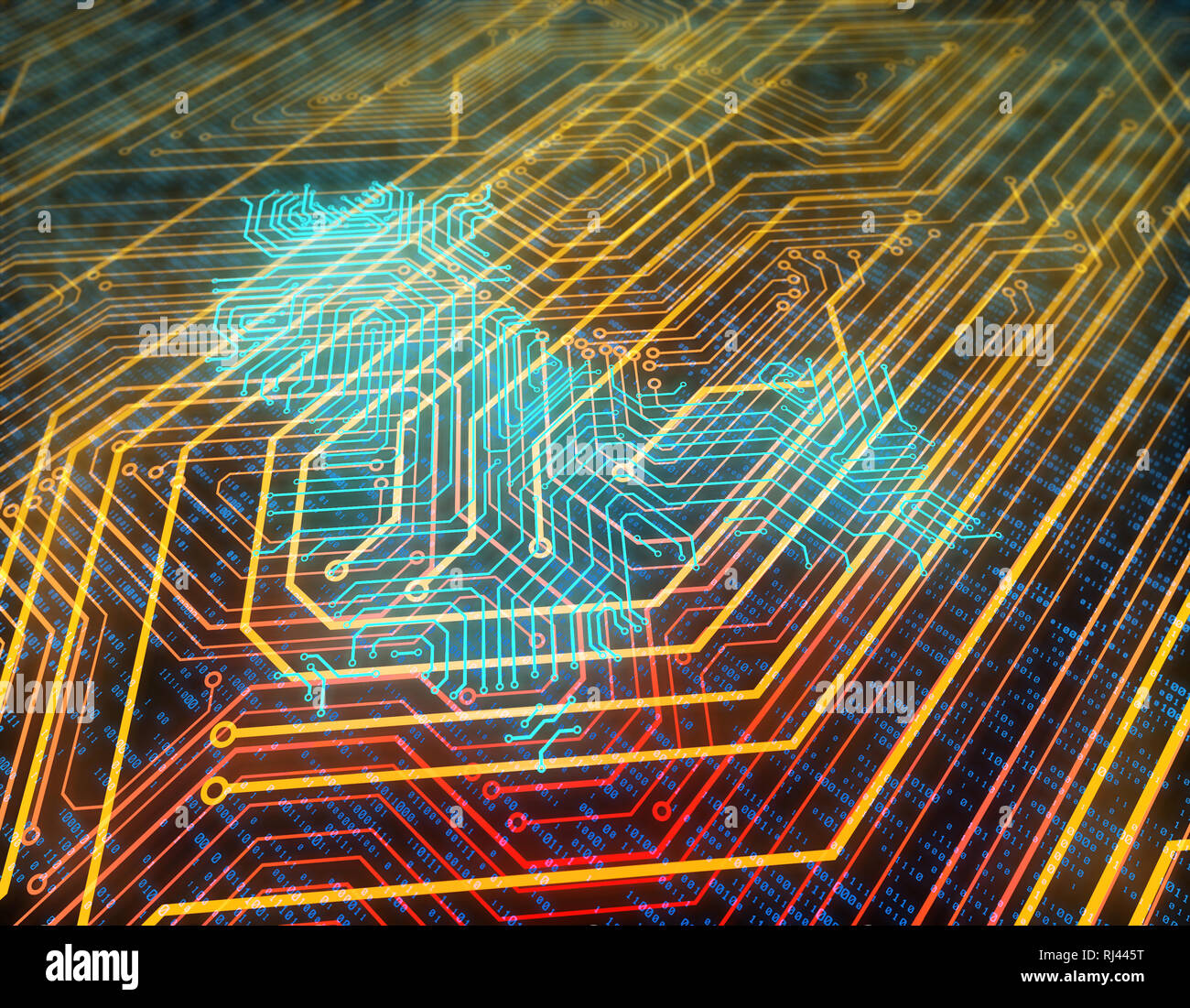 Electronic technology network data, China map, smart circuit board ...
