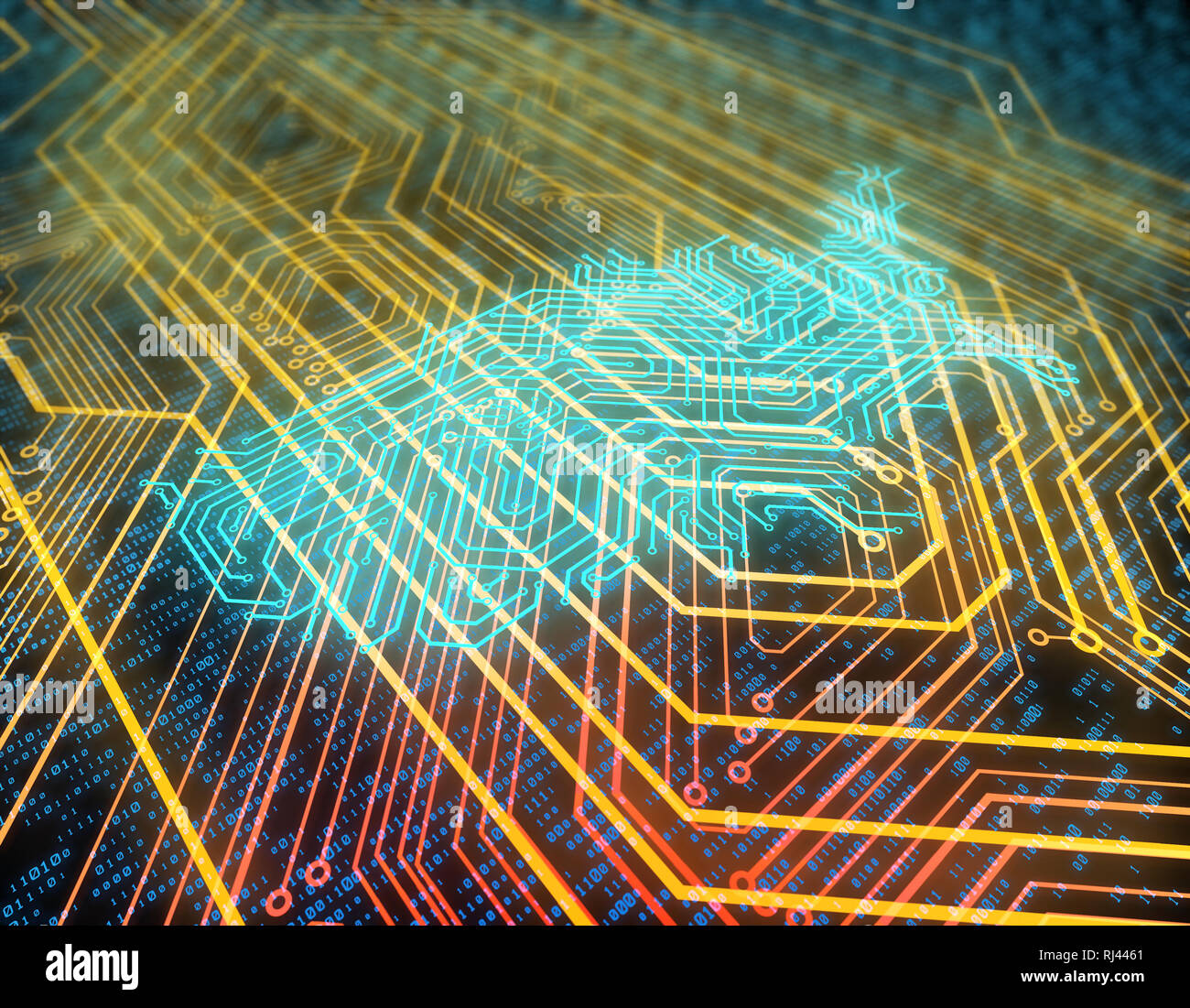 Electronic technology network data, American map, smart circuit board ...