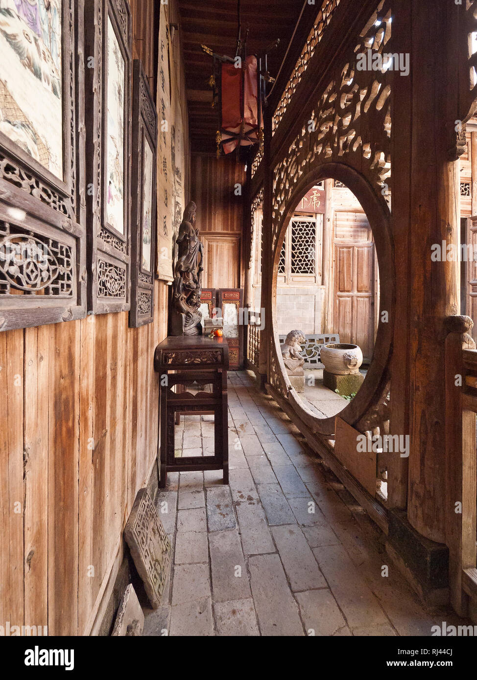 Carved Wood Home Interior Decoration, NanPing, Anhui, China Stock Photo ...