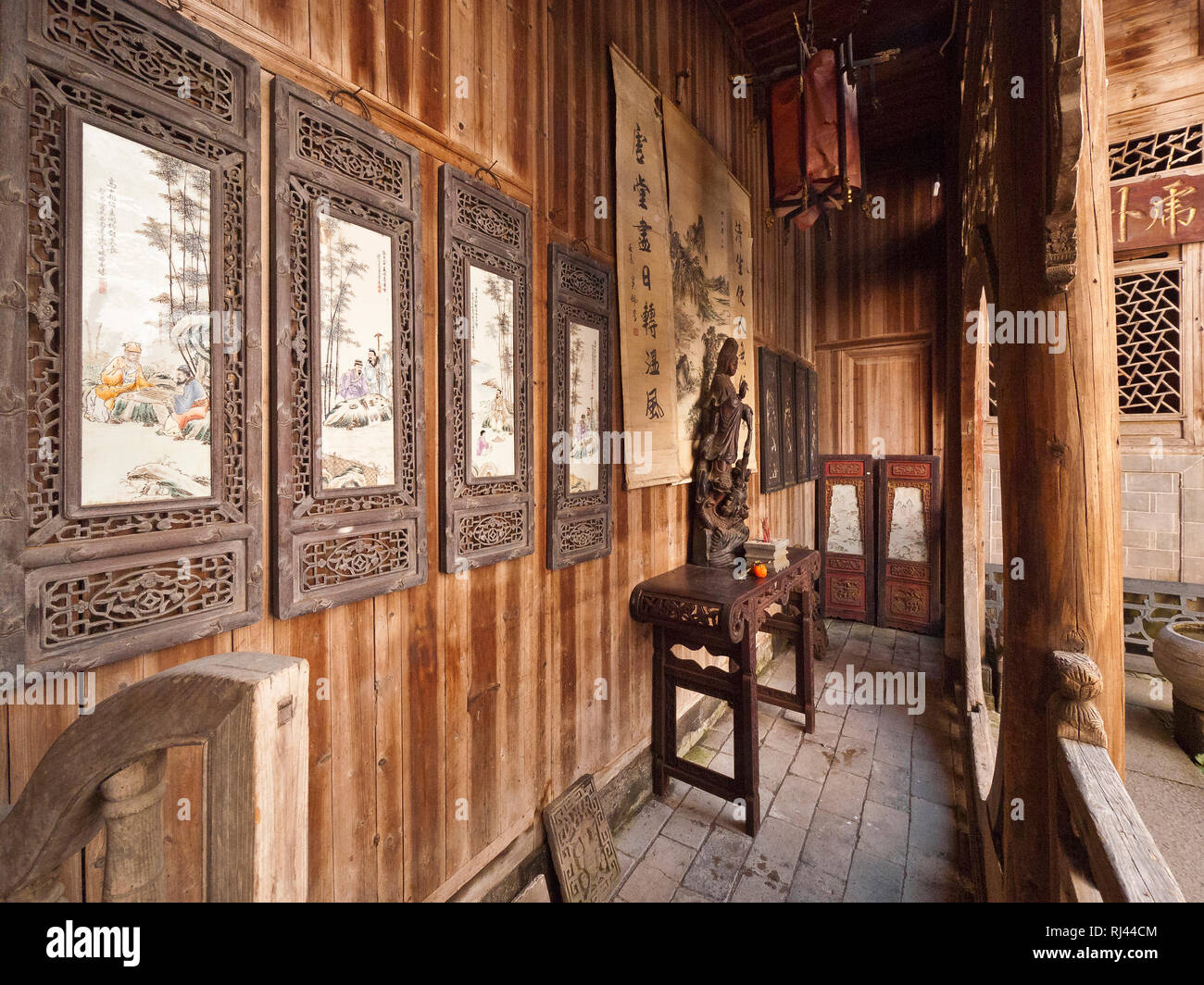 Carved Wood Home Interior Decoration, NanPing, Anhui, China Stock Photo ...