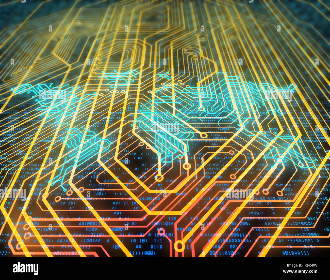 Electronic technology network data, world map, smart circuit board ...