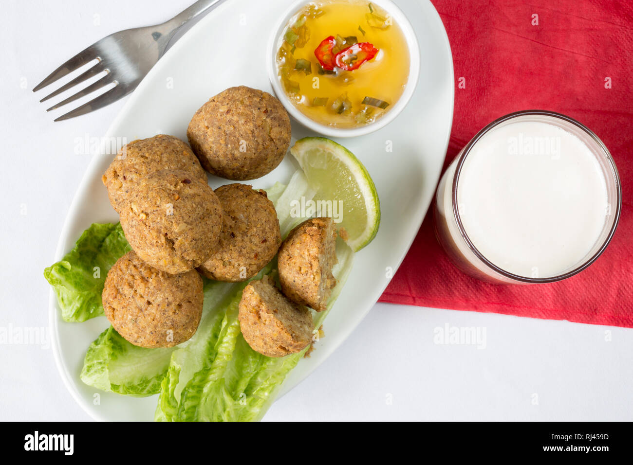 Thai dish of deep fried yellow beans with thick sweet sauce, baa yir ...