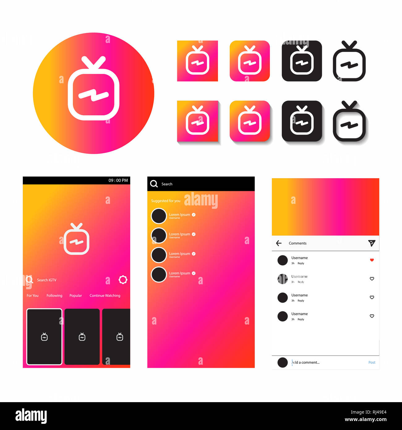 Instagram icon set hi-res stock photography and images - Alamy