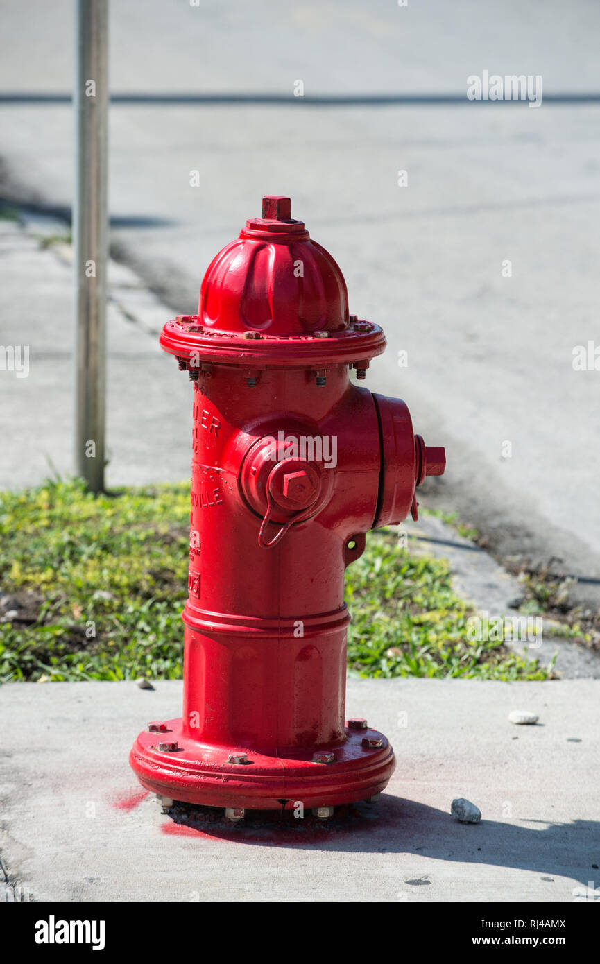 typical red fire hydrant in Miami, Florida, usa Stock Photo - Alamy