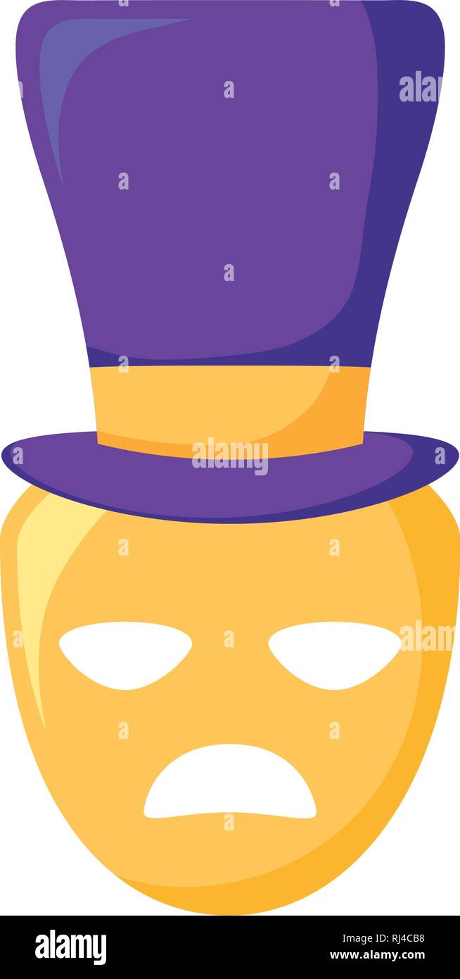 theatrical sad masks with tophat vector illustration design Stock ...