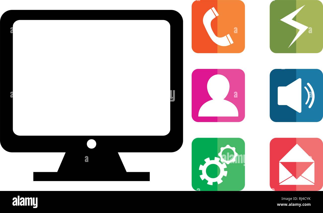 computer display with multimedia apps vector illustration design Stock ...