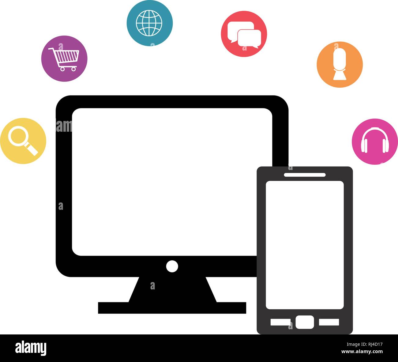 computer display with multimedia apps vector illustration design Stock ...