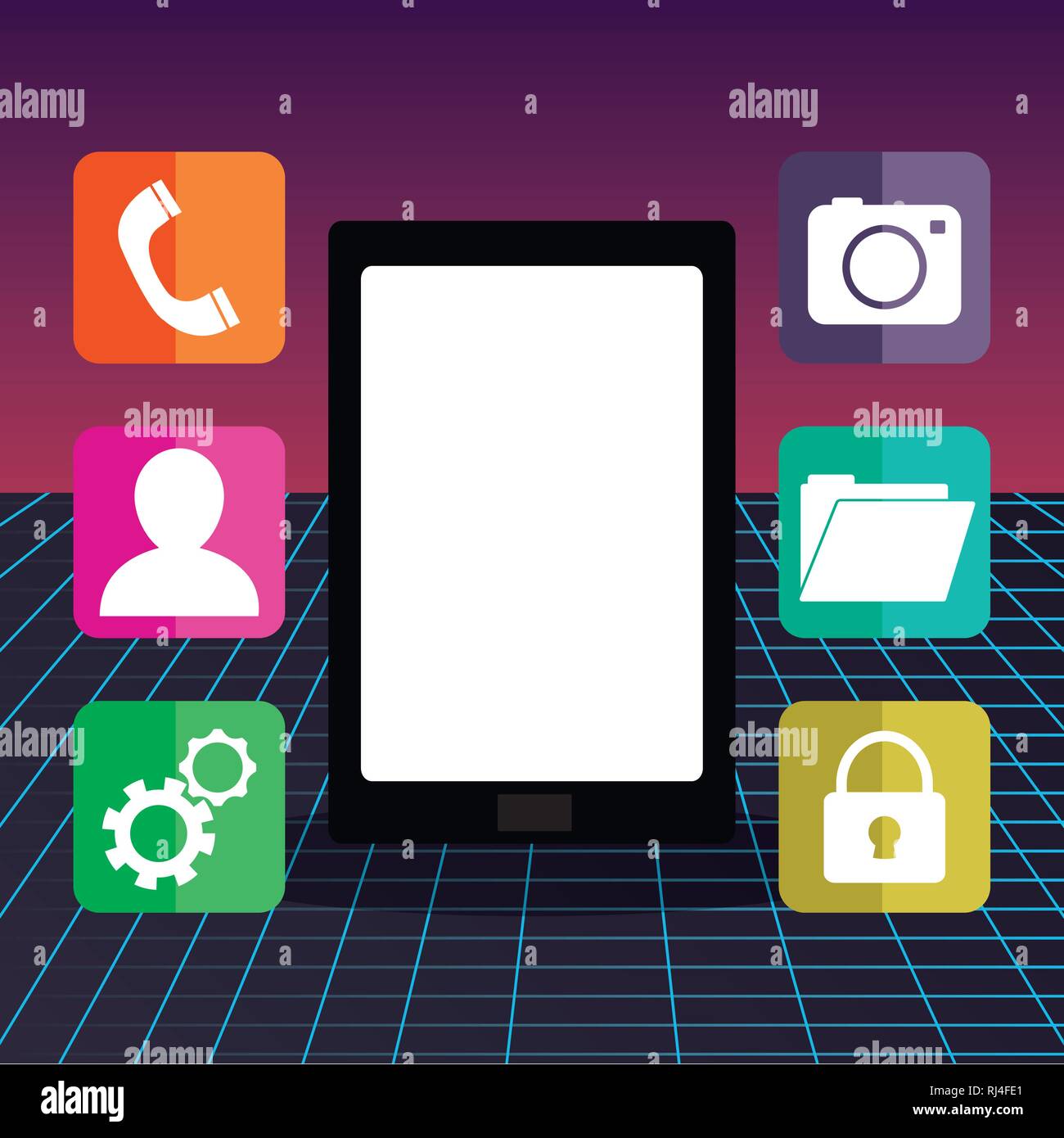 tablet with applications menu vector illustration design Stock Vector ...