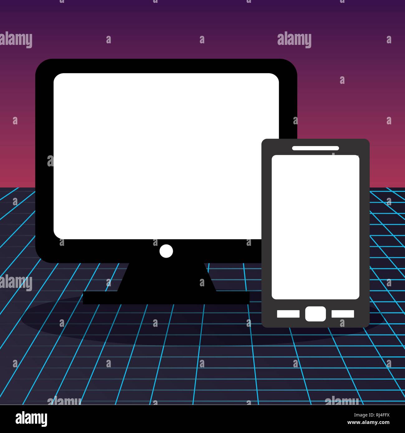 smartphone with computer devices vector illustration design Stock ...