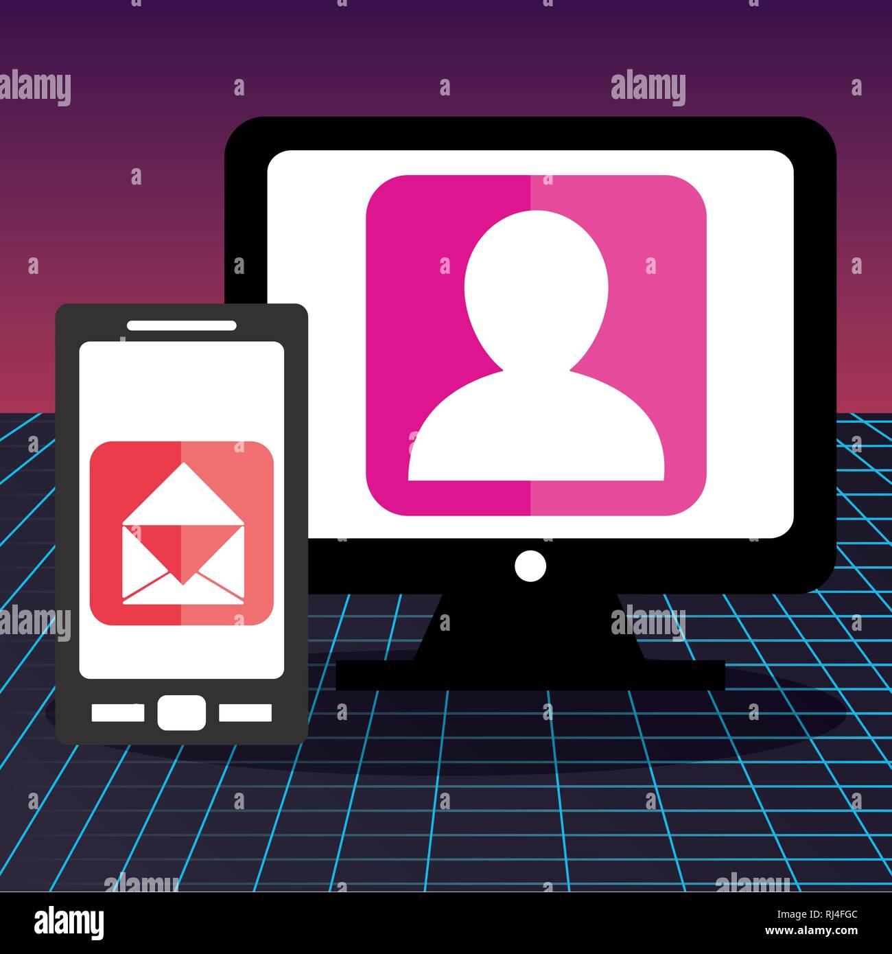 computer display with multimedia apps vector illustration design Stock ...