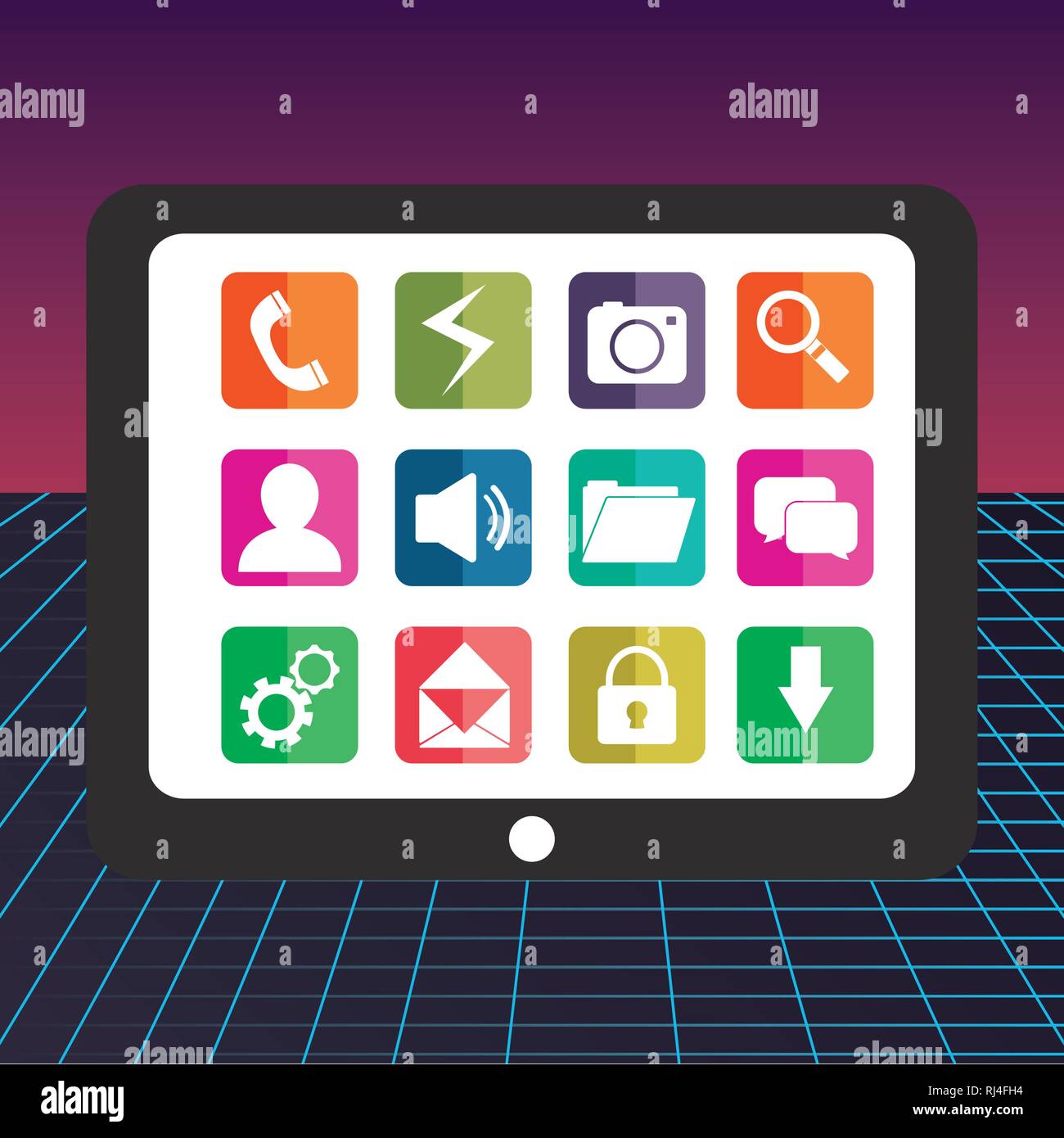 tablet with applications menu vector illustration design Stock Vector ...