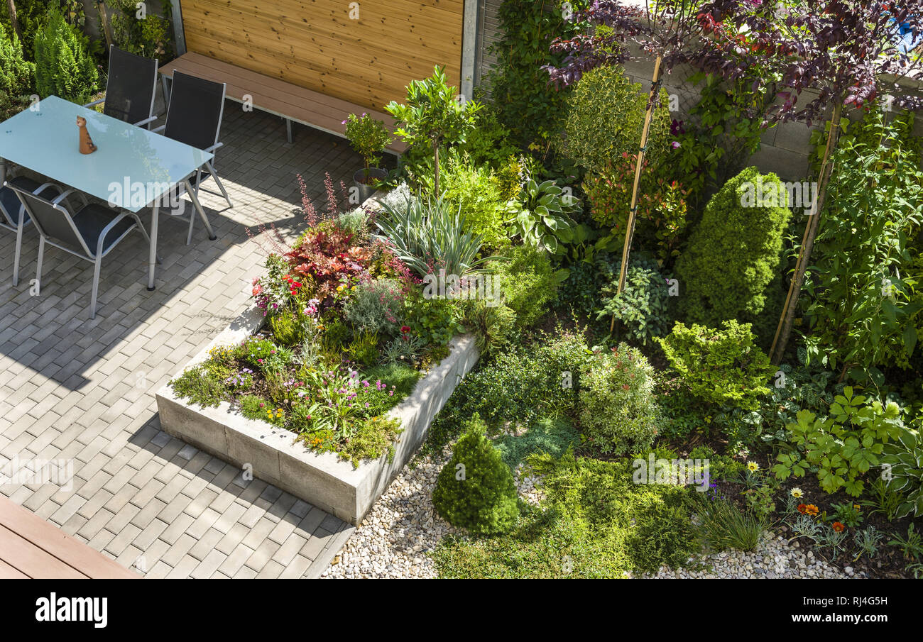 View on a small garden bird's eye Stock Photo - Alamy