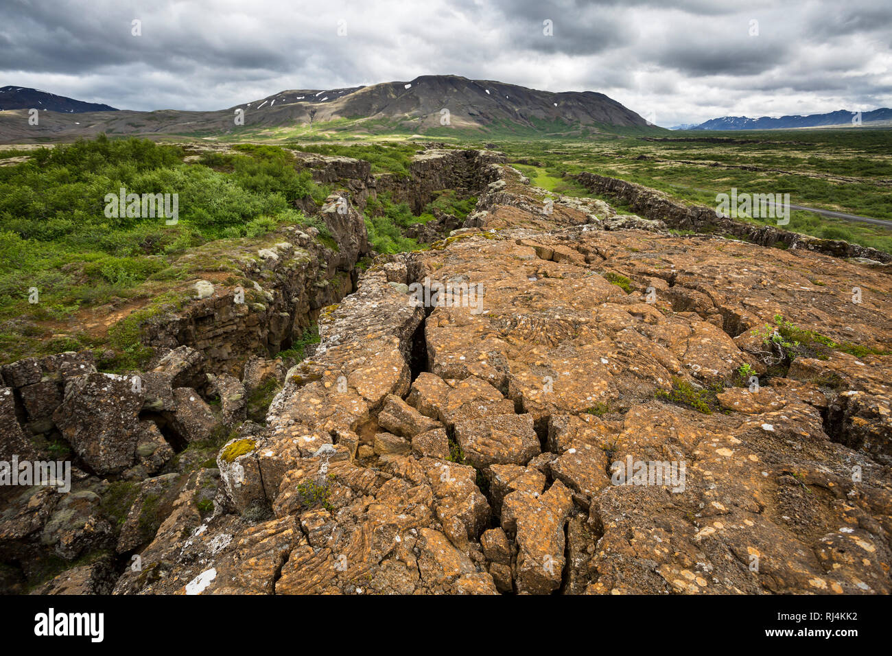 Thingvellir National Park, Iceland, fault in the landscape caused by ...