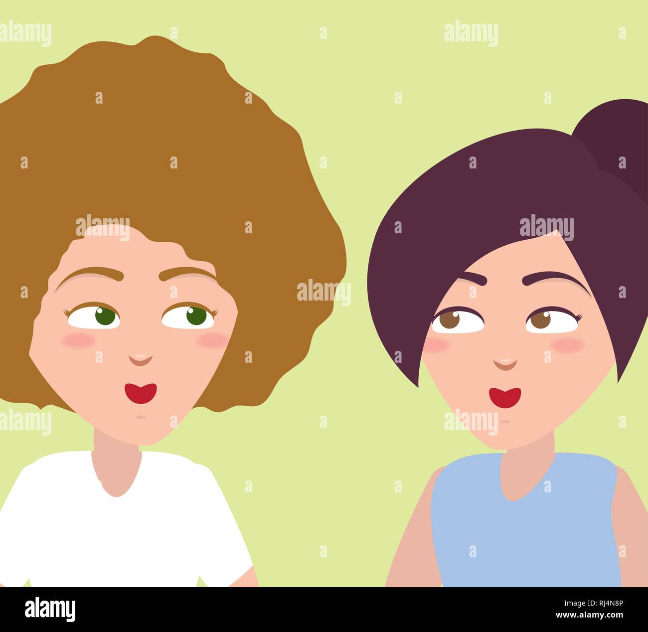 two women portrait waving hand Stock Vector Image & Art - Alamy