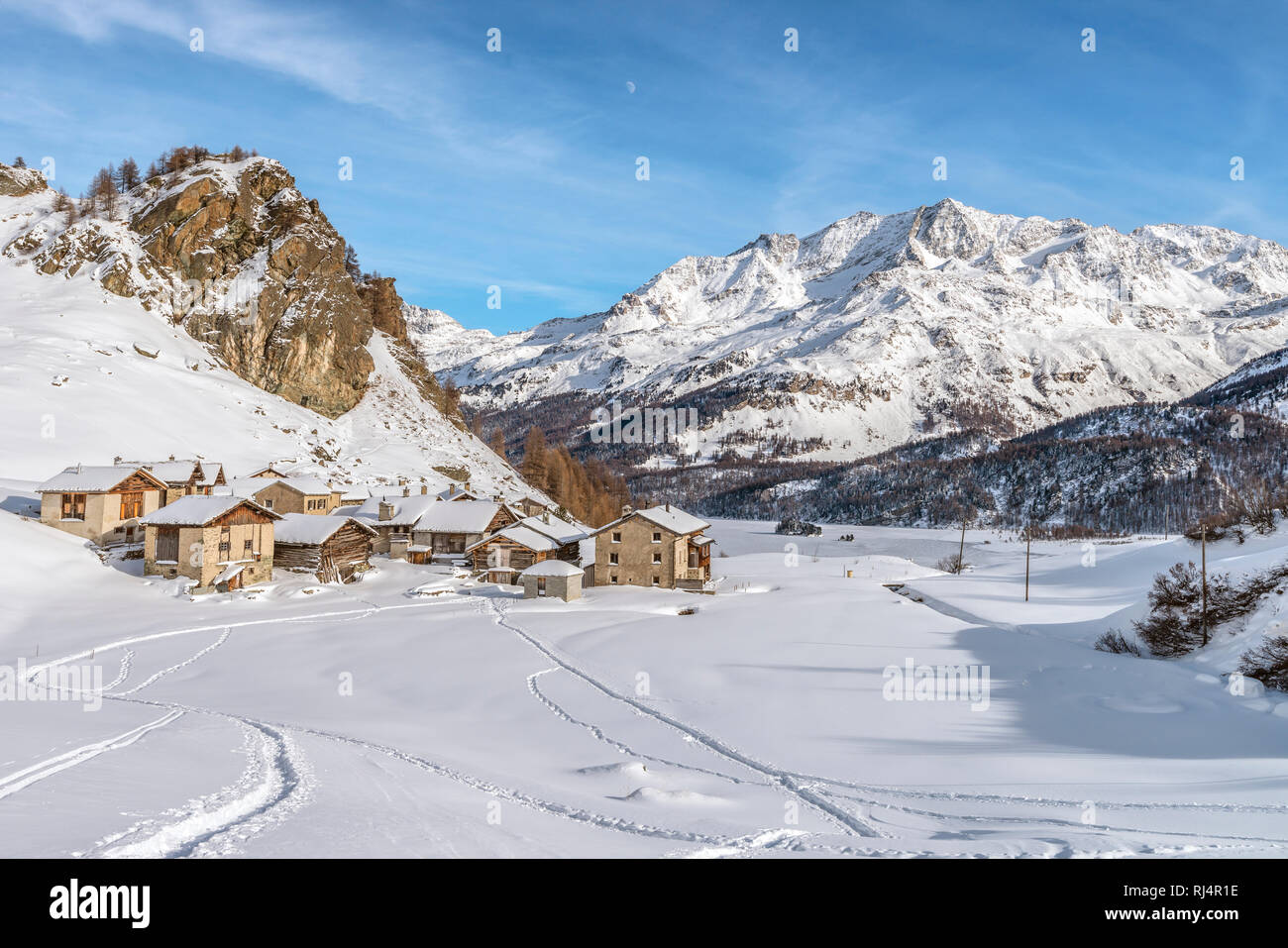 Heidi Village Grevasalvas in Winter, Engadine, Grisons, Switzerland ...