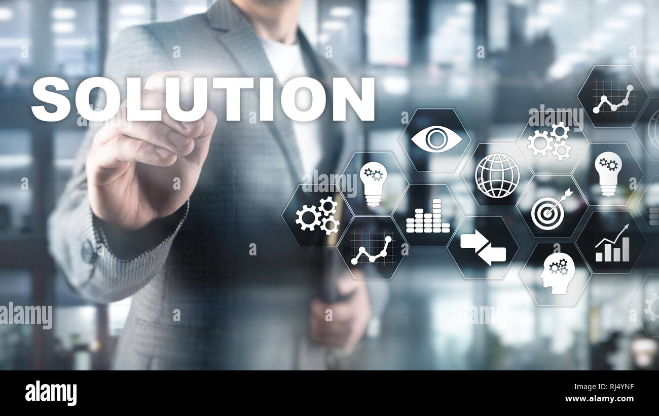 Business solutions, success and strategy concept. Structuring virtual ...