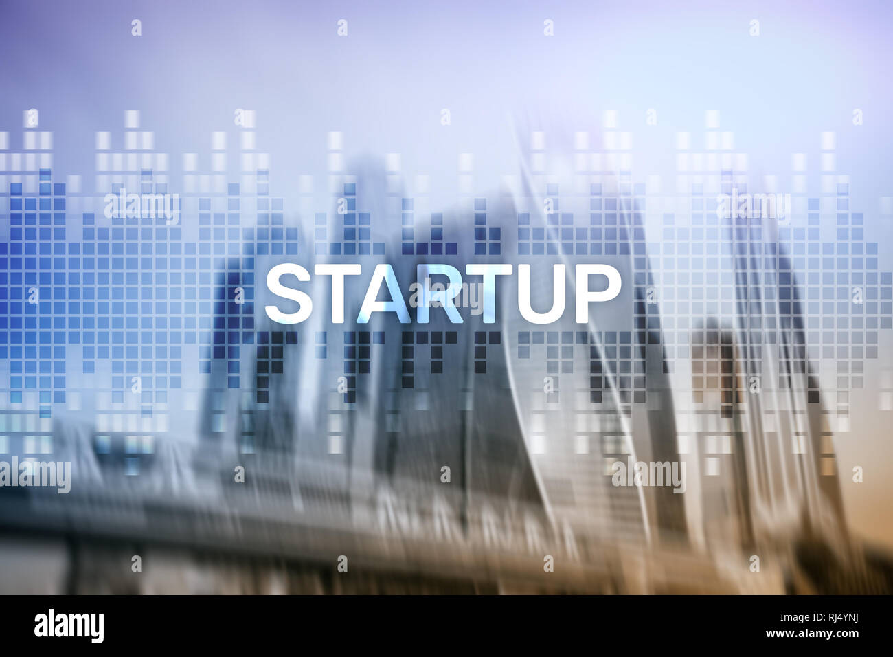 Startup concept with double exposure diagrams blurred background Stock ...