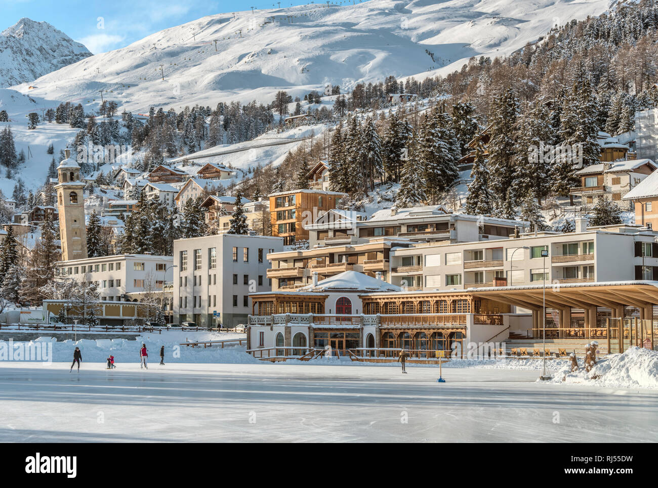 Natural Ice rink, Kulm Country Club, Kulm Park, St.Moritz, Grisons ...