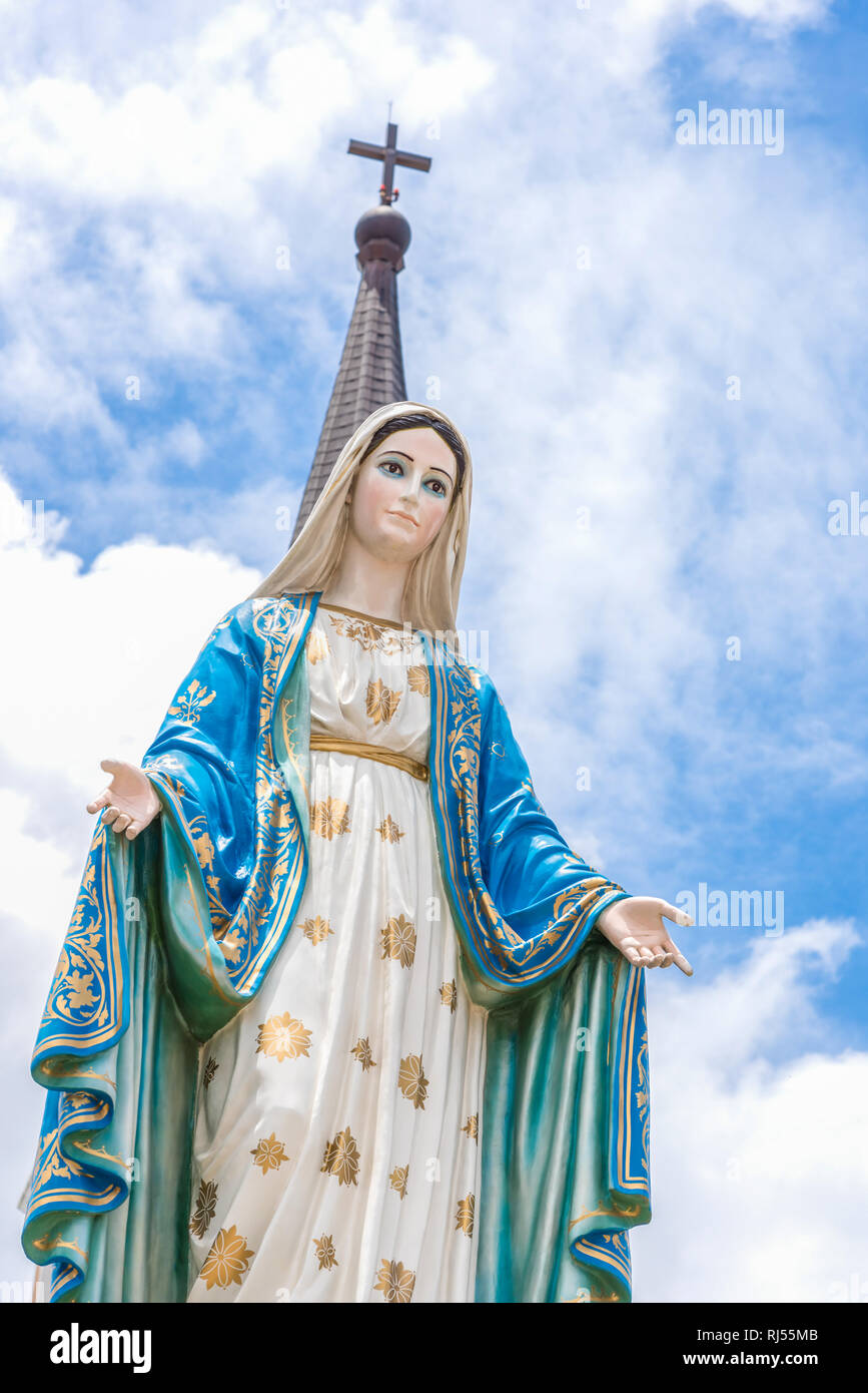Mary the Blessed Virgin , blue sky background Stock Photo - Alamy