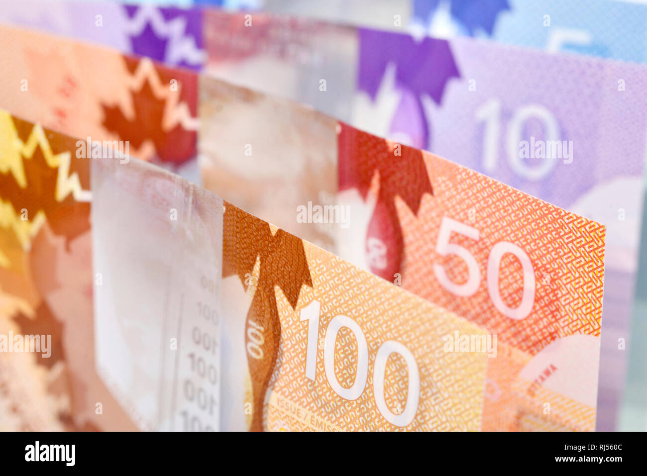 Background shot of Canadian banknotes Stock Photo - Alamy