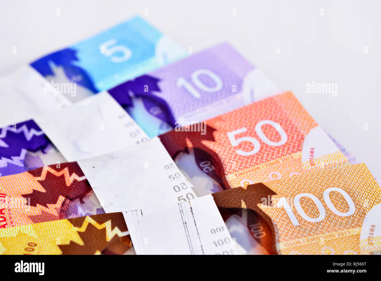 Background shot of Canadian banknotes Stock Photo - Alamy