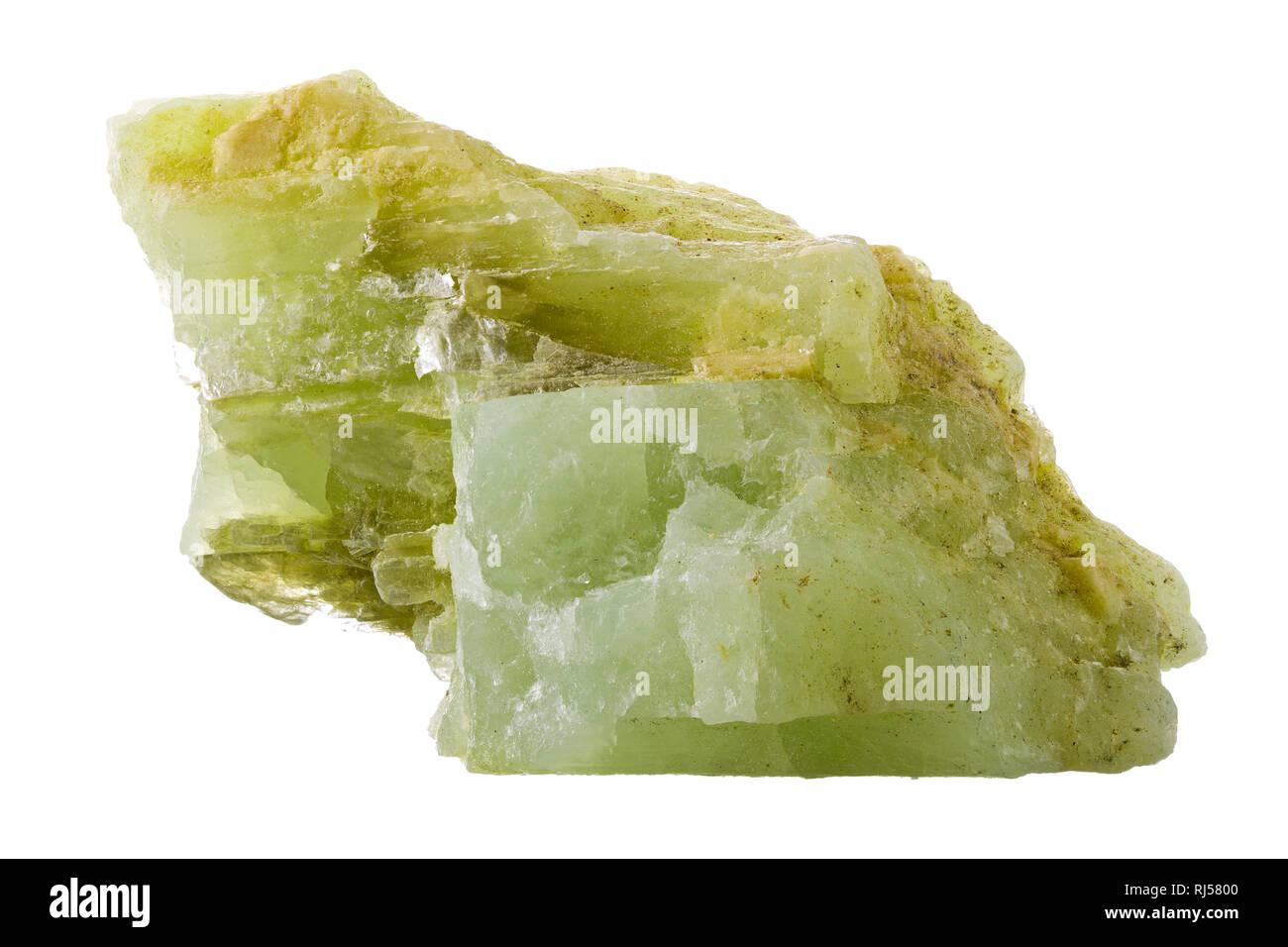 Green colored aquamarine or beryl variety isolated on white background ...