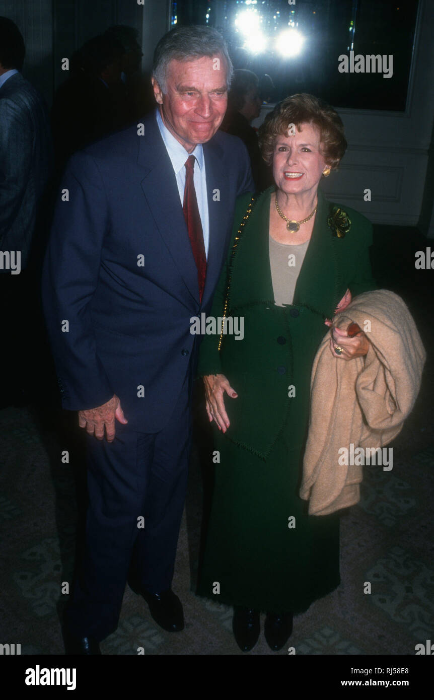 BEVERLY HILLS, CA - DECEMBER 12: Actor Charlton Heston and wife Lydia ...