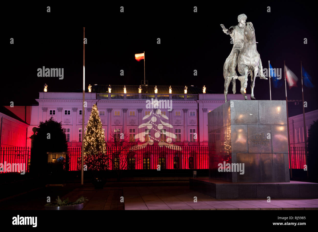 Decorative Christmas illuminations in white and red colors, lights on ...