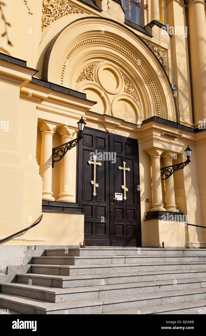 Doors of Eastern Orthodox Church in Warsaw, relic building called Sobor ...