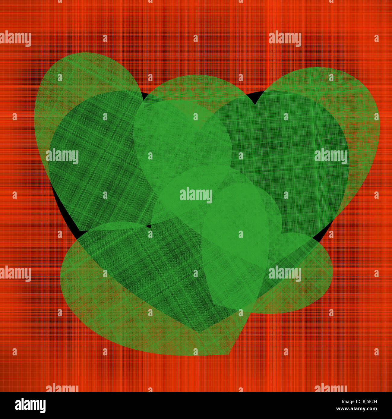 Contrast illustration for Valentine's day many green hearts of ...