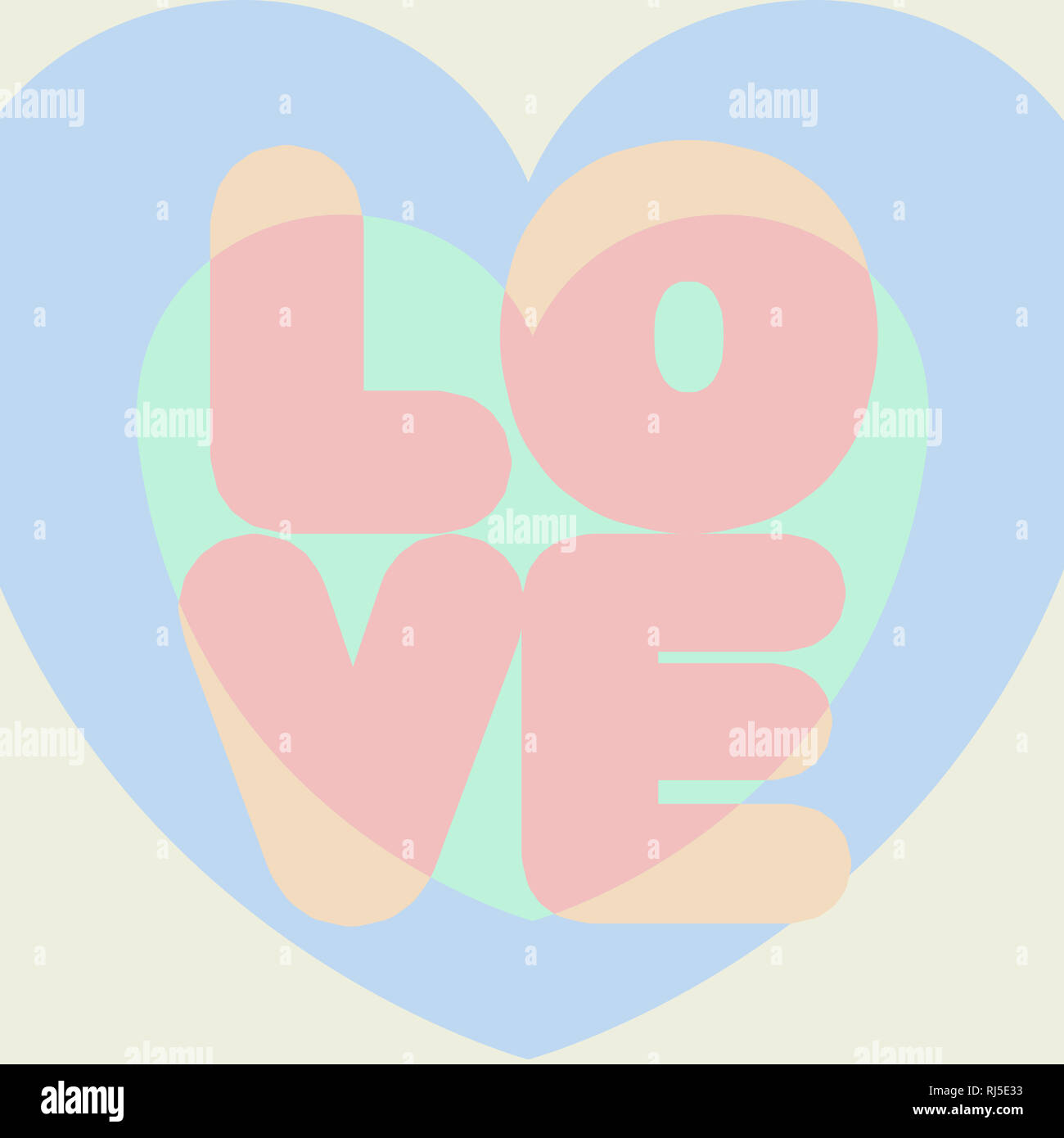 A simple illustration of Valentine's day letters love and heart colored ...