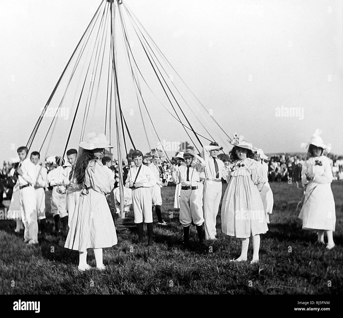 Children and maypole Black and White Stock Photos & Images - Alamy