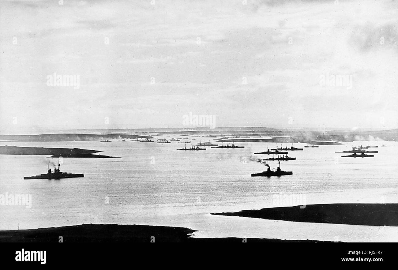 German Fleet in Scapa Flow 28th November 1918 Stock Photo - Alamy
