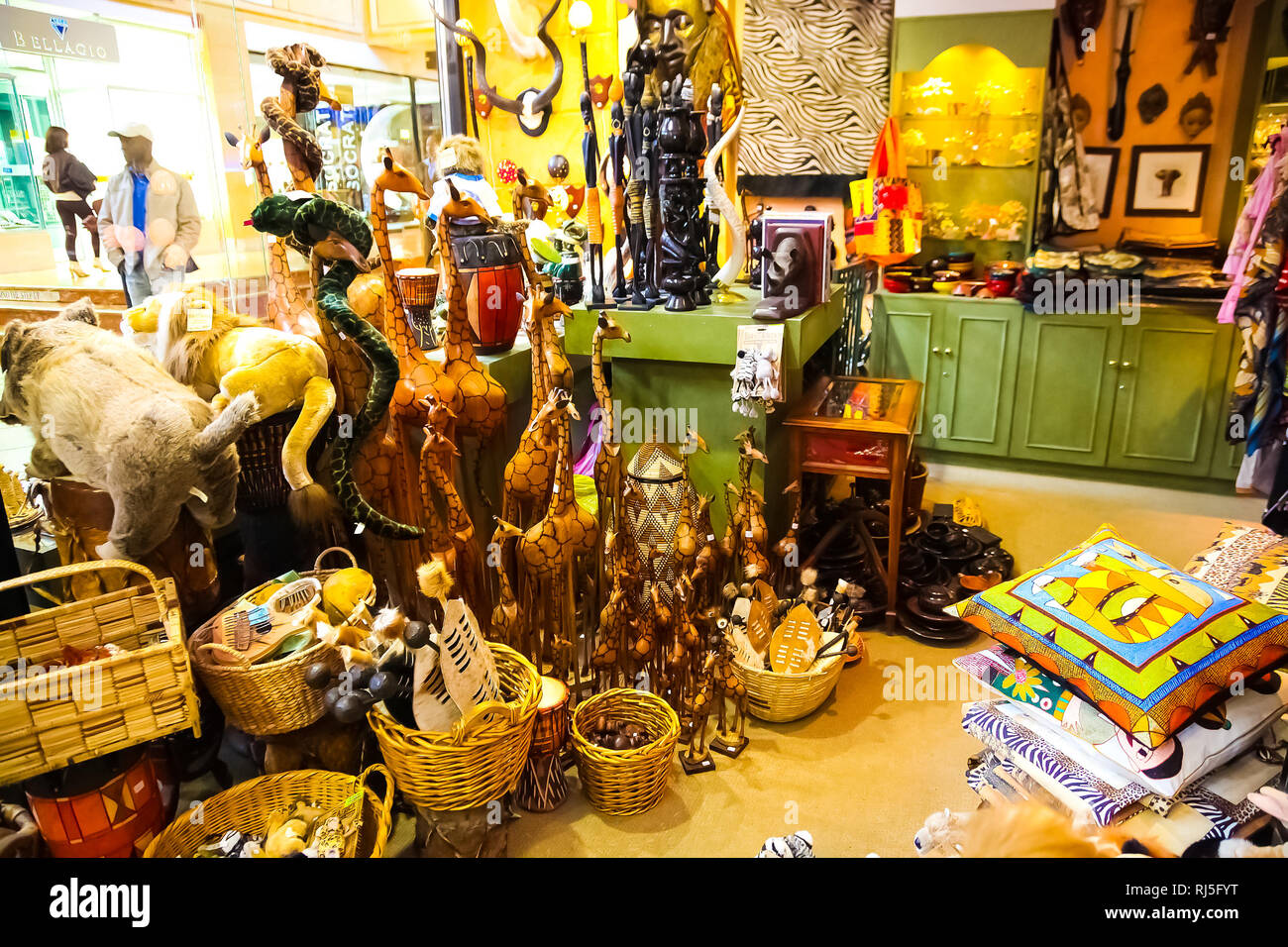 Johannesburg, South Africa - April 27 2011: African Curios in an Up ...