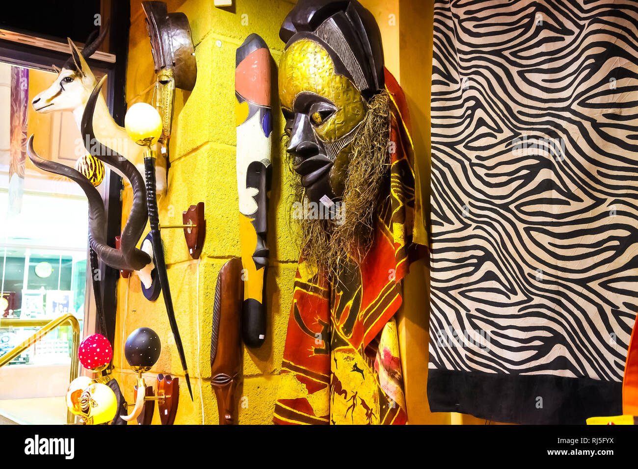 Johannesburg, South Africa - April 27 2011: African Curios in an Up ...