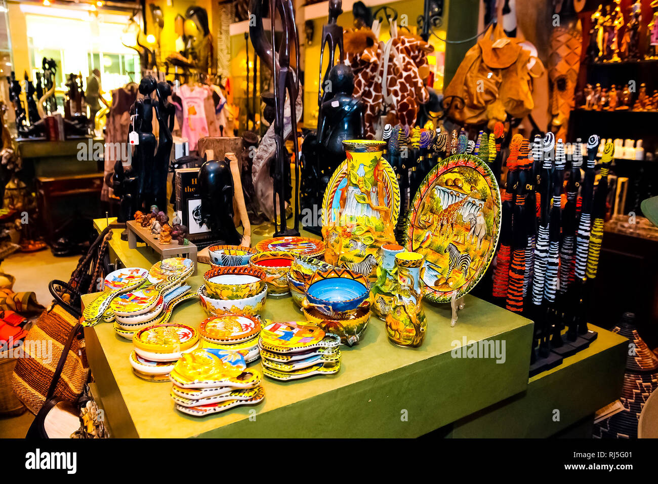 Johannesburg, South Africa - April 27 2011: African Curios in an Up ...