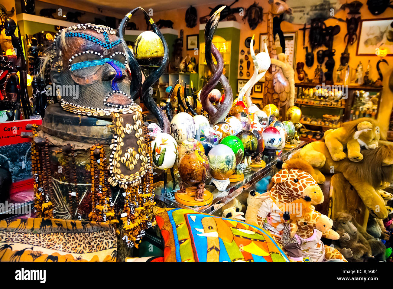 Johannesburg, South Africa - April 27 2011: African Curios in an Up ...
