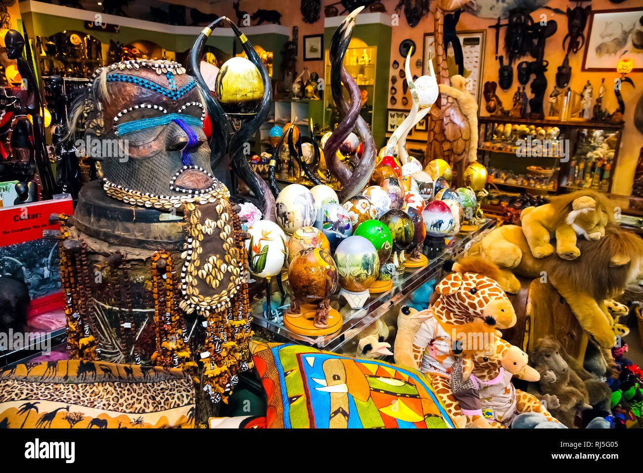 Johannesburg, South Africa - April 27 2011: African Curios in an Up ...