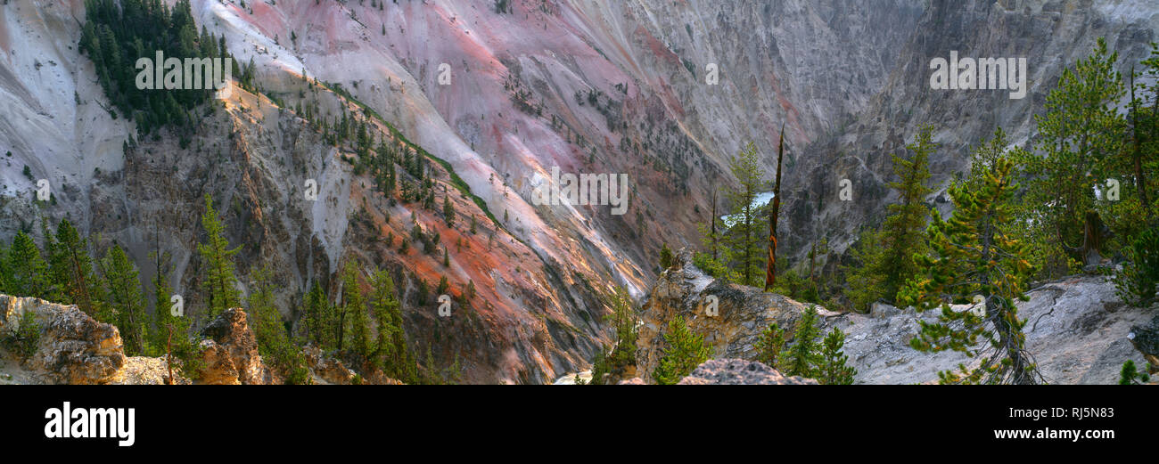 USA, Wyoming, Yellowstone National Park, Colorful rhyolite walls and ...