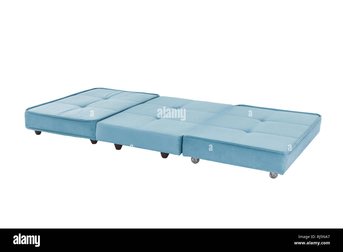 Blue color pouf bed isolated on white backround Stock Photo - Alamy